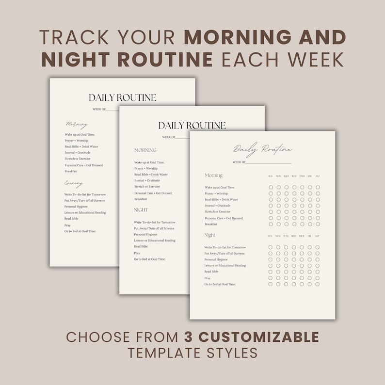 Editable Morning and Night Routine Checklist Daily Routine Habit ...