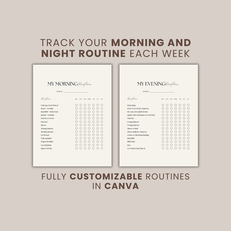 Editable Morning and Night Routine Checklist Template| Daily Routine ...