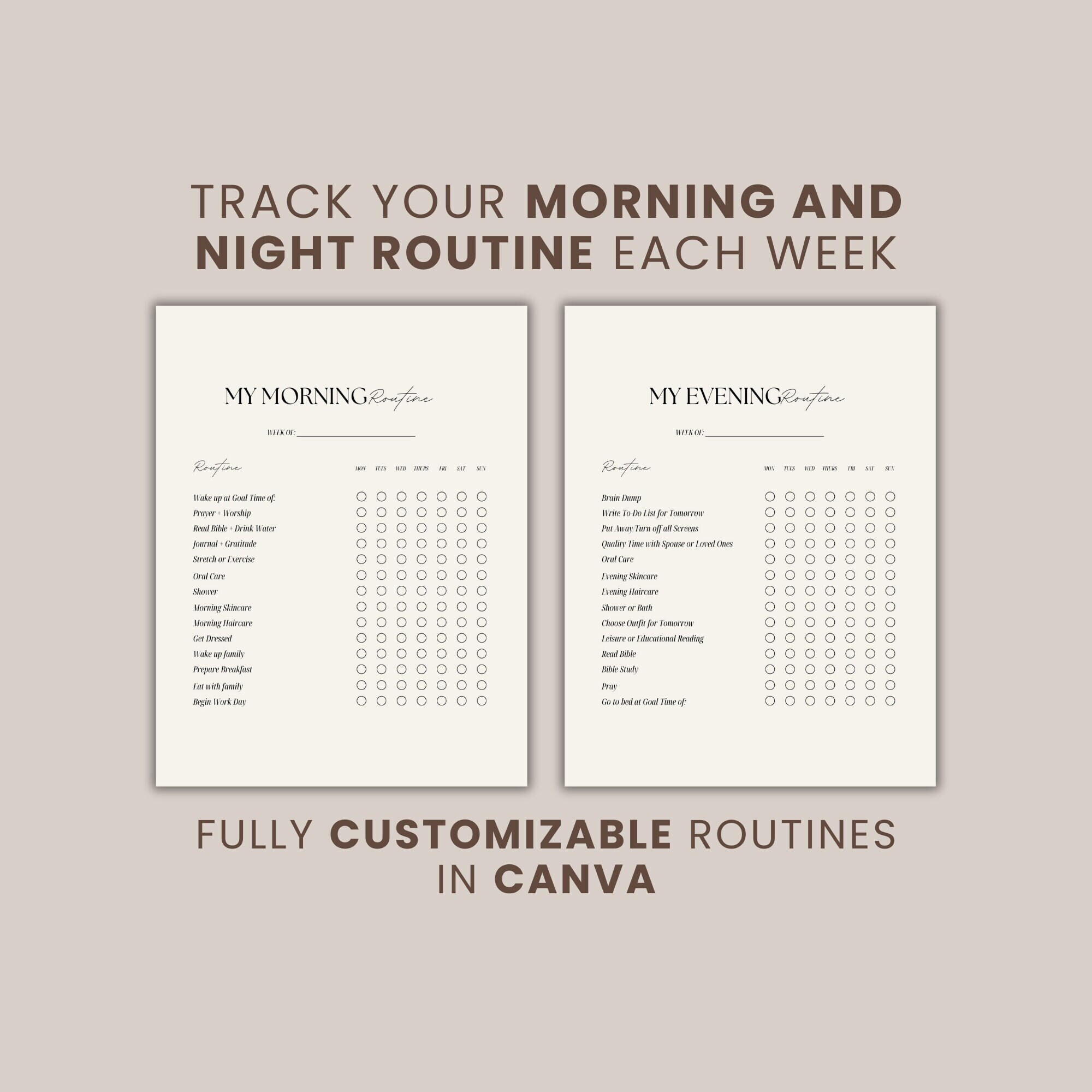 Editable Morning and Night Routine Checklist Template| Daily Routine ...