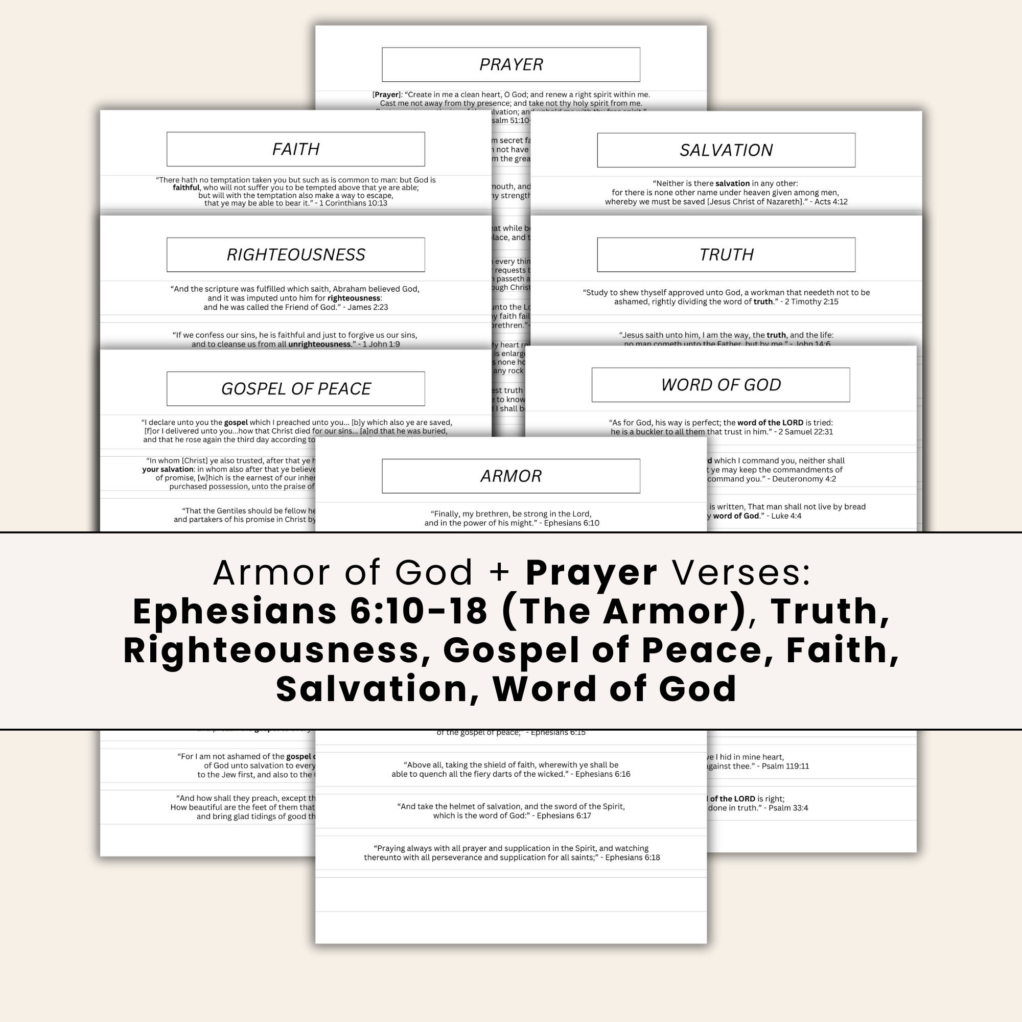 Scripture Jar Printable With the Armor of God and Prayer Scriptures ...