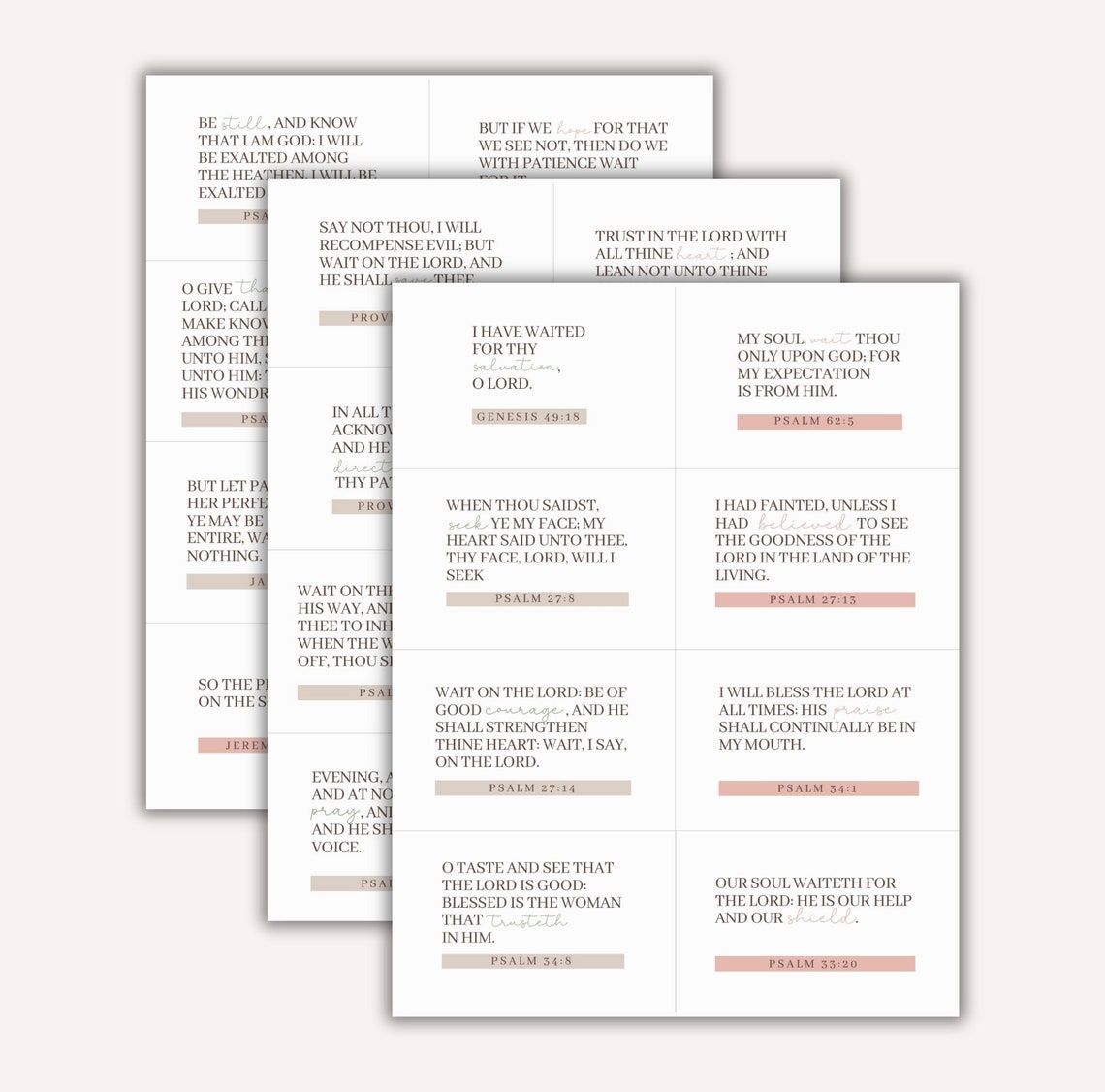 Scriptures on Waiting Bible Verse Cards for Christian Singles - Etsy