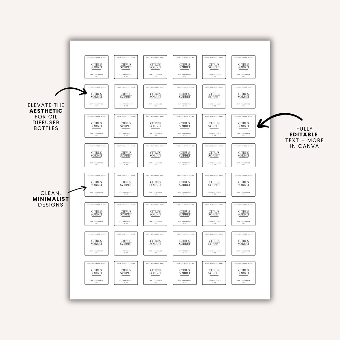 1 Inch Car Oil Diffuser Labels Template| Editable Car Air Freshener ...
