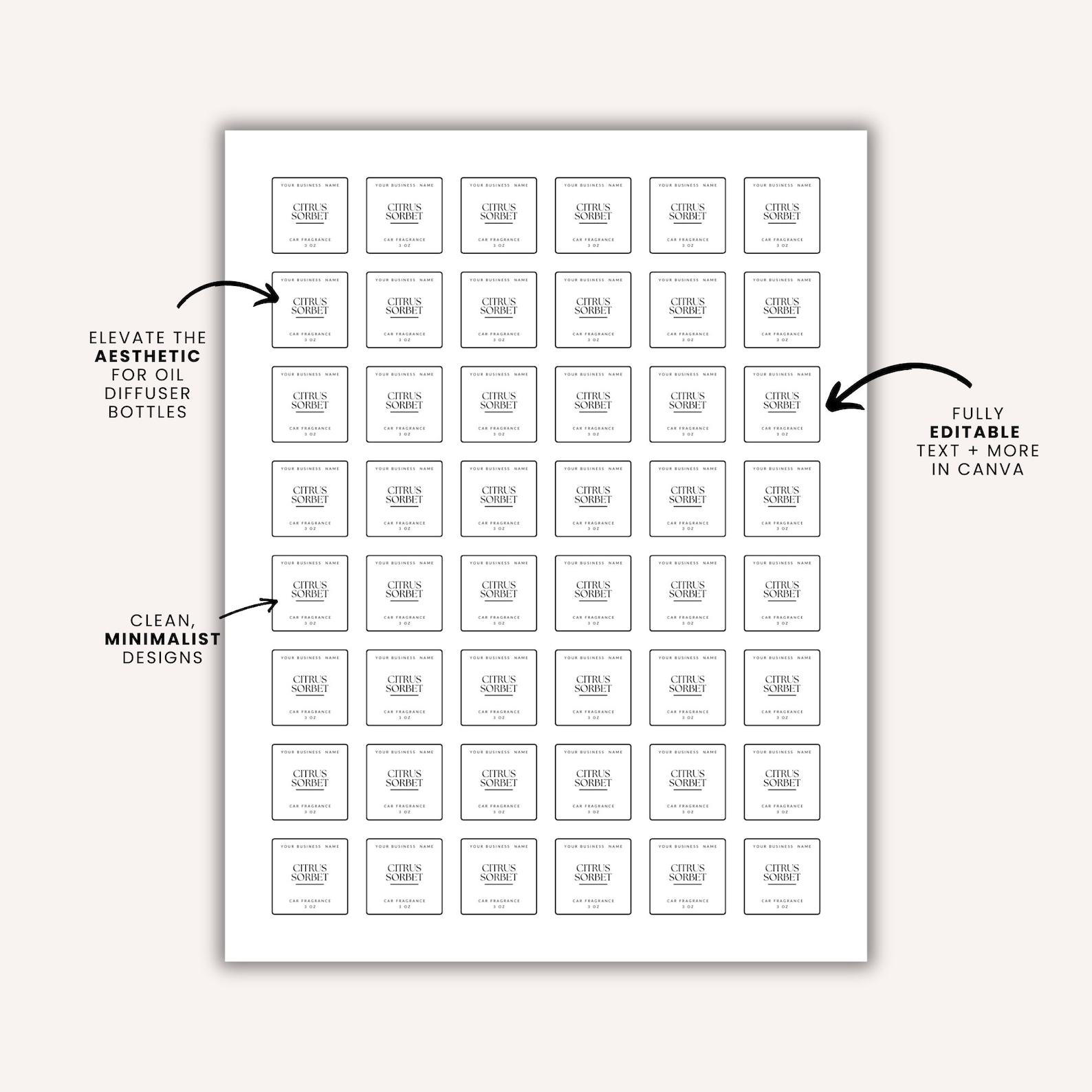 1 Inch Car Oil Diffuser Labels Template| Editable Car Air Freshener ...