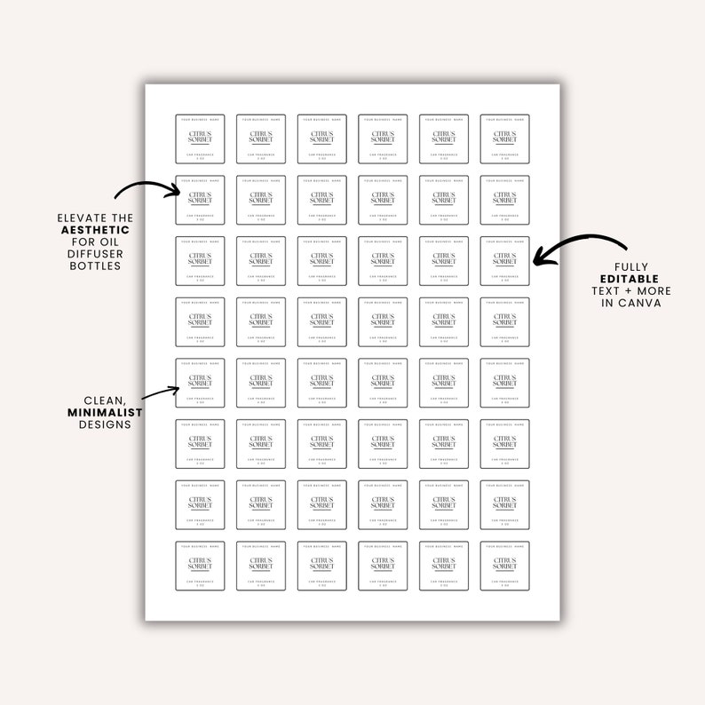 1 Inch Car Oil Diffuser Labels Template| Editable Car Air Freshener ...