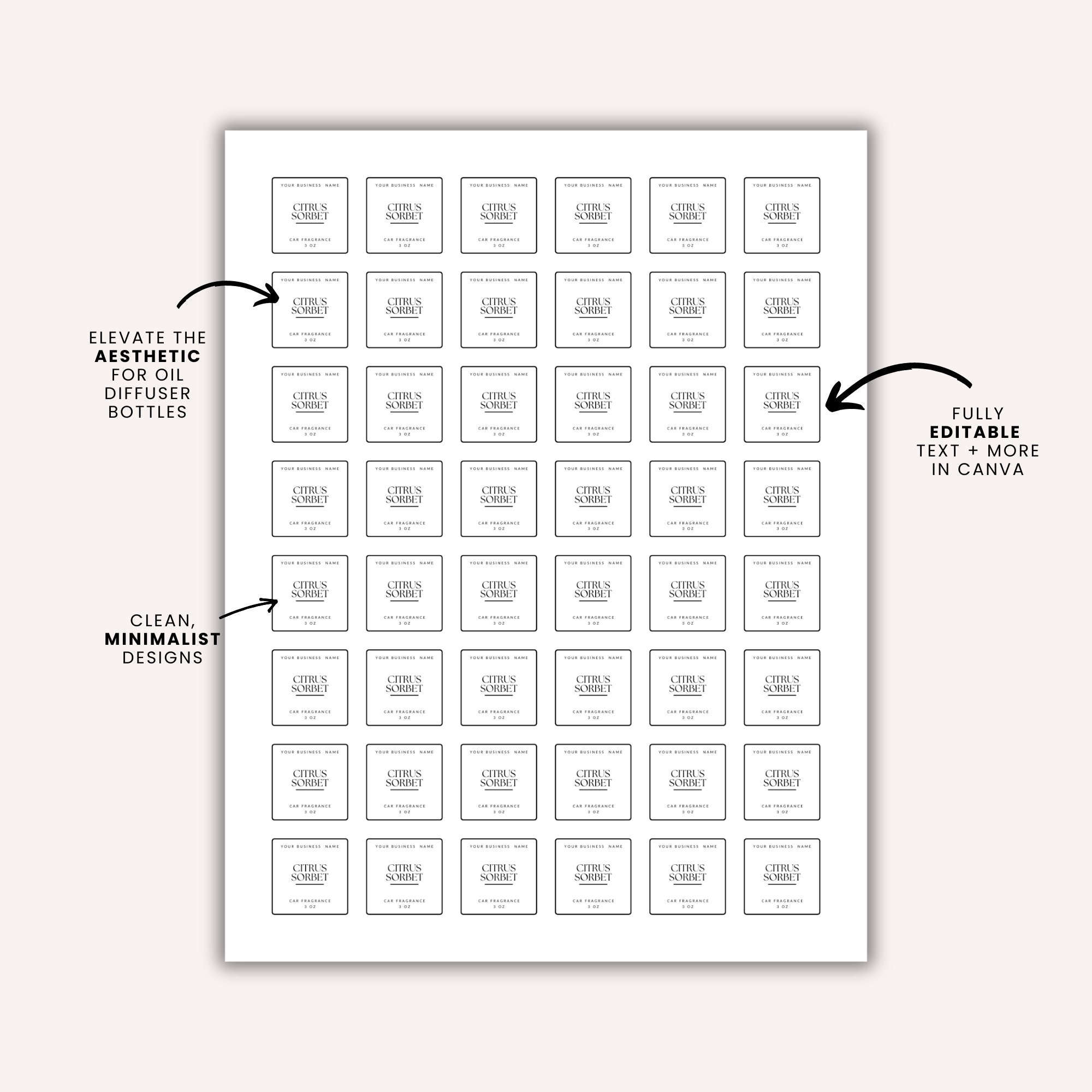 1 Inch Car Oil Diffuser Labels Template| Editable Car Air Freshener ...