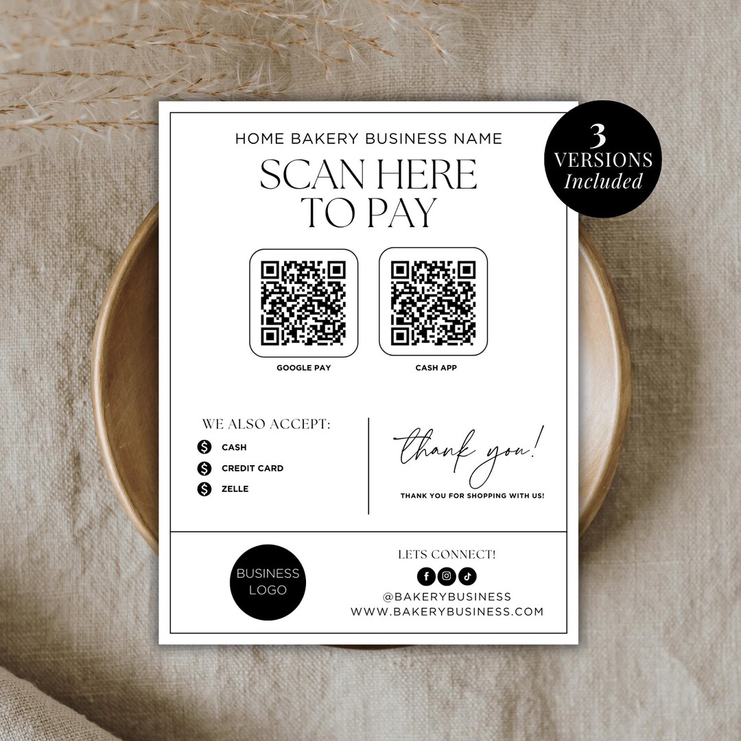 Scan to Pay QR Code Template| Editable Scan to Pay Sign| QR Code Sign ...