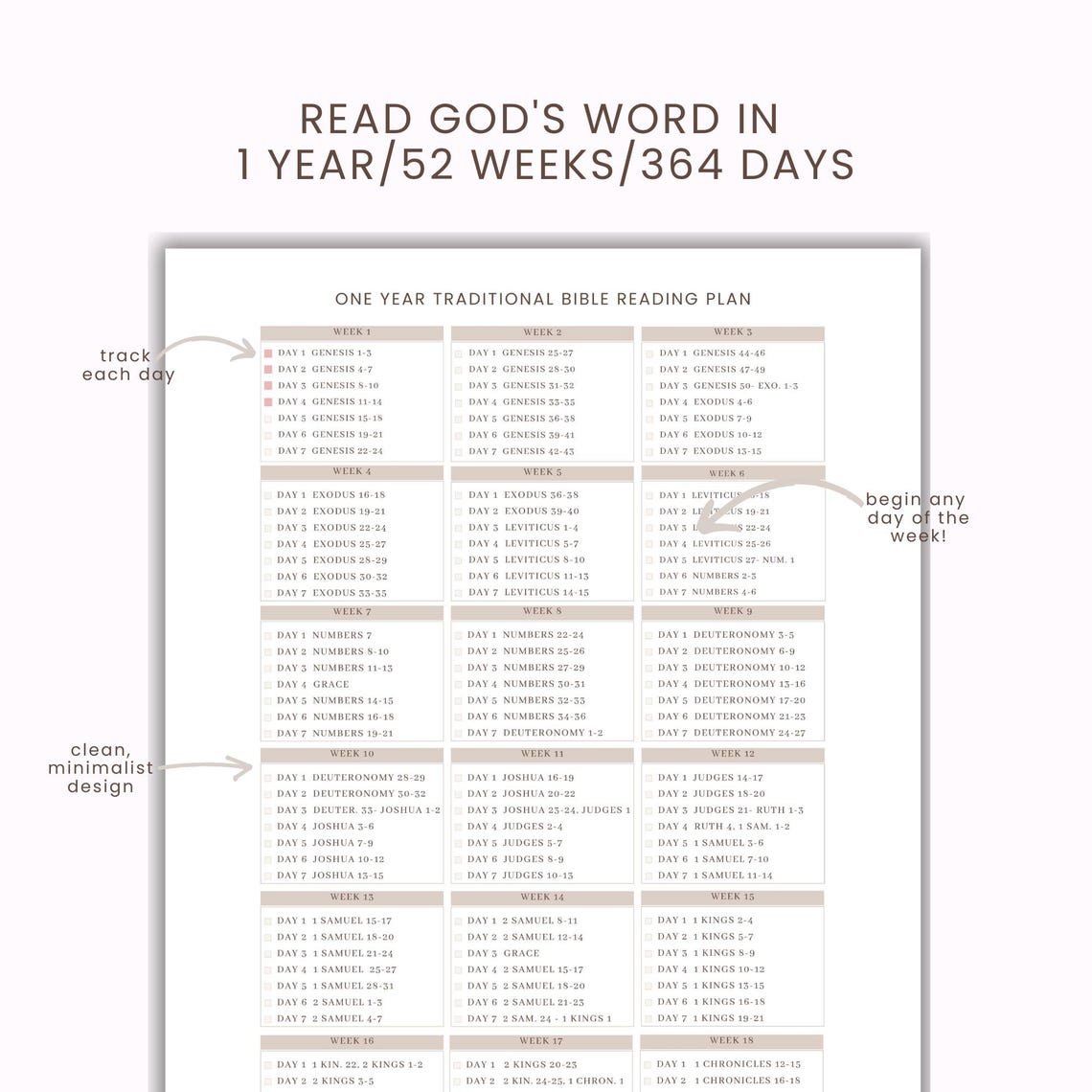 Bible in One Year Reading Plan| Traditional Bible Reading Plan| Bible ...