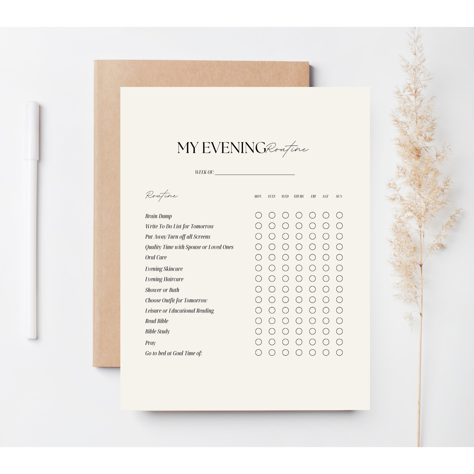 Editable Morning and Night Routine Checklist Template| Daily Routine ...