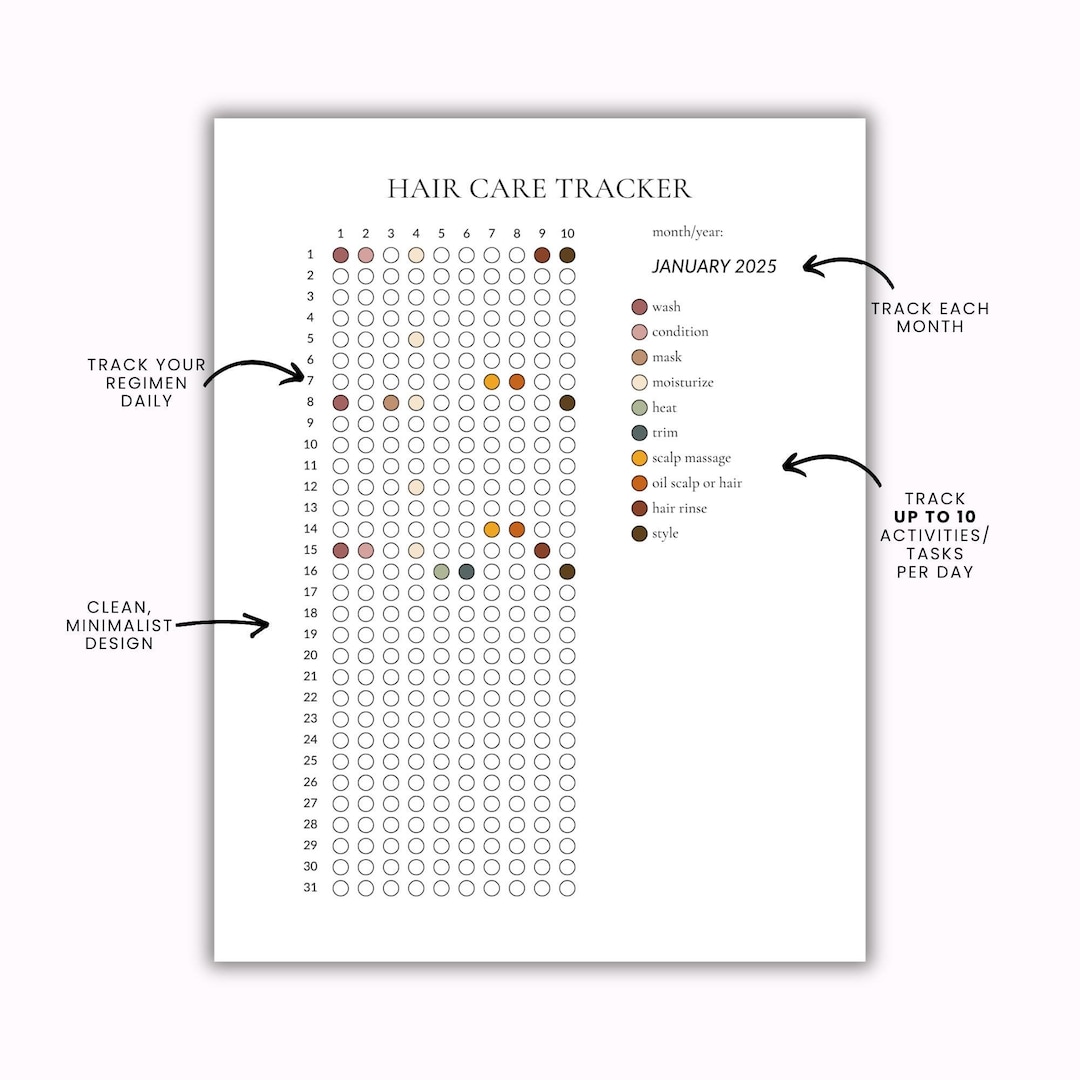 Hair Care Tracker Printable| Natural Hair Care Routine Log| Beauty ...