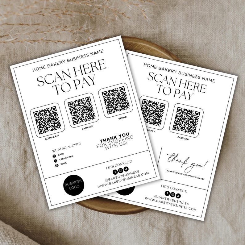 QR Code Sign Small Business| Scan to Pay QR Code Template| Editable ...