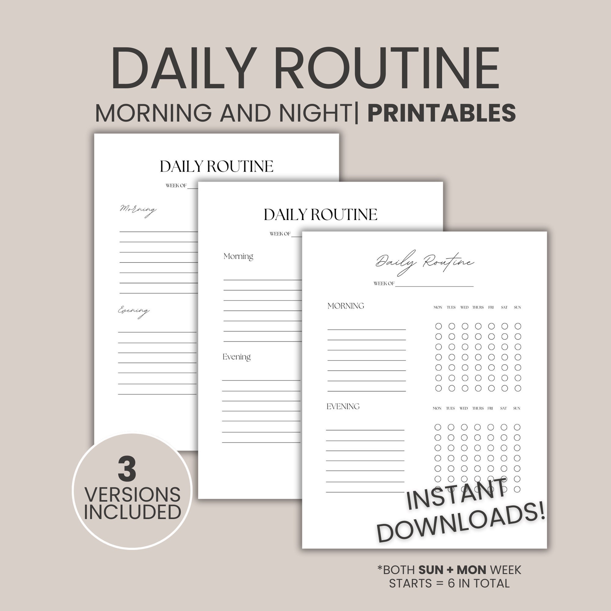 Morning and Night Routine Checklist| Daily Routine Tracker Printable ...