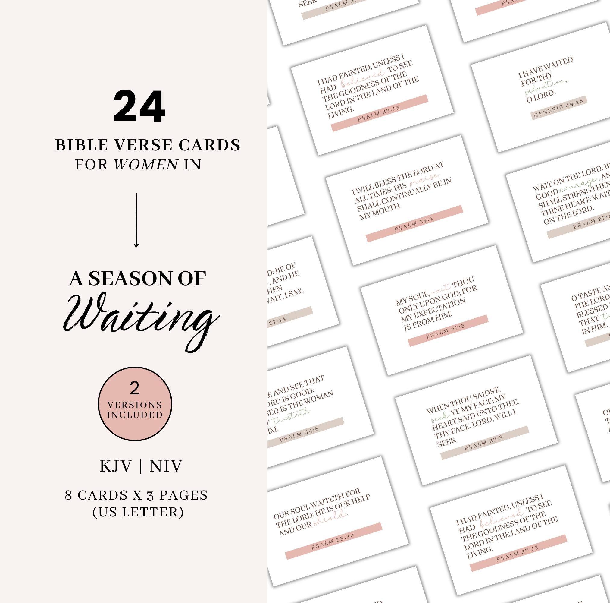 Season of Waiting Bible Verse Cards Printable Scripture Cards to ...