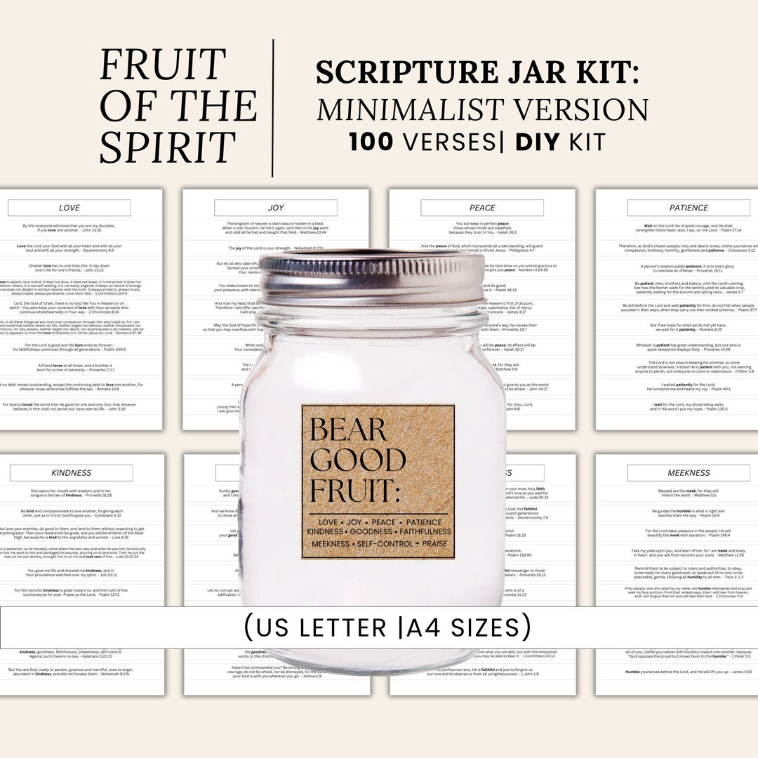 Fruit of the Spirit Scripture Jar Printable, Minimalist Version Praise ...