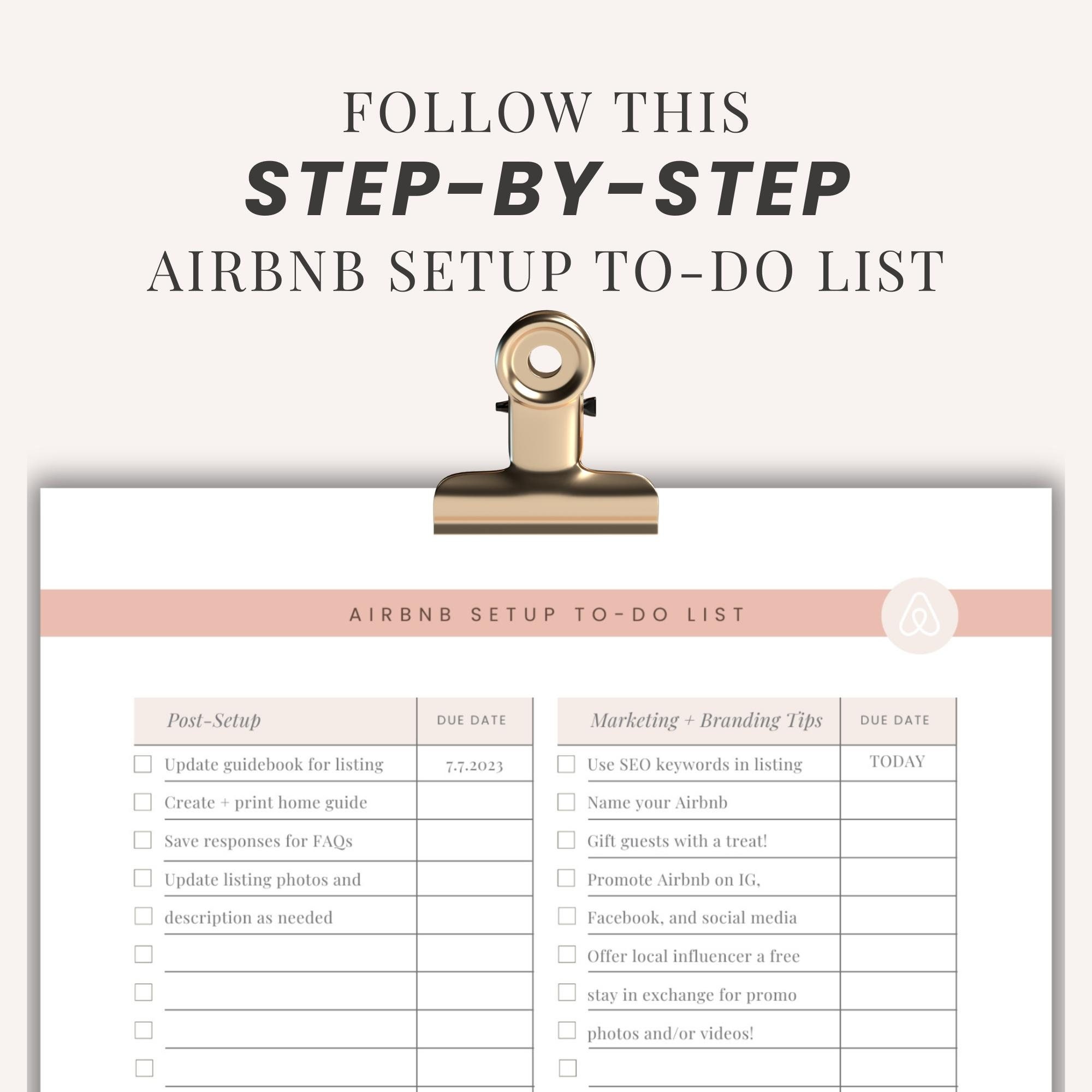 Airbnb Setup Checklist Airbnb Setup Template Airbnb Planning - Etsy