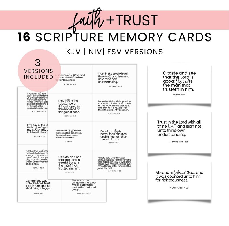 Printable Scripture Cards Faith Trust Bible Verse Cards - Etsy