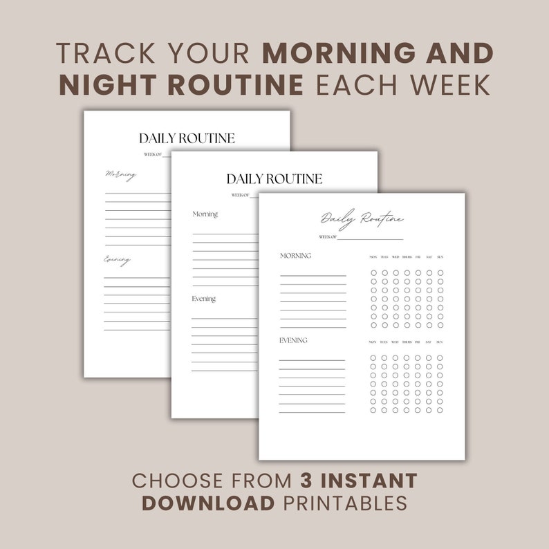 Morning and Night Routine Checklist| Daily Routine Tracker Printable ...