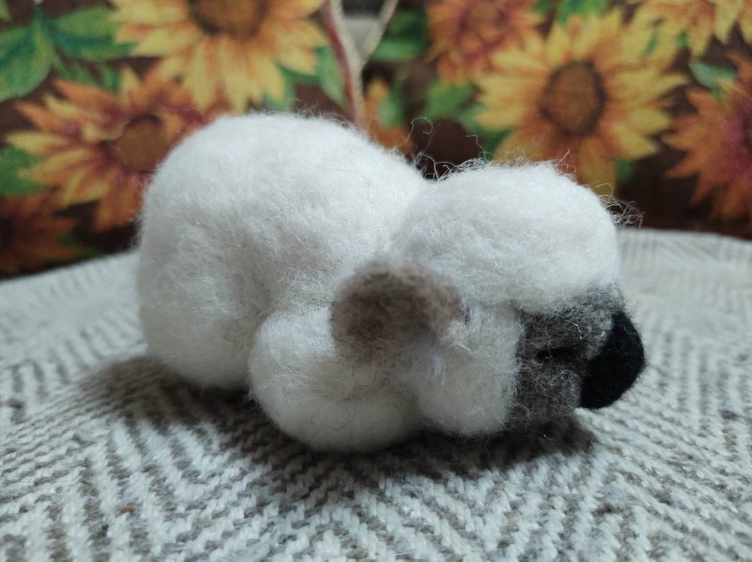 Needle Felted Sleeping Koala Sheep Sculpture - Small Wool Figure ...
