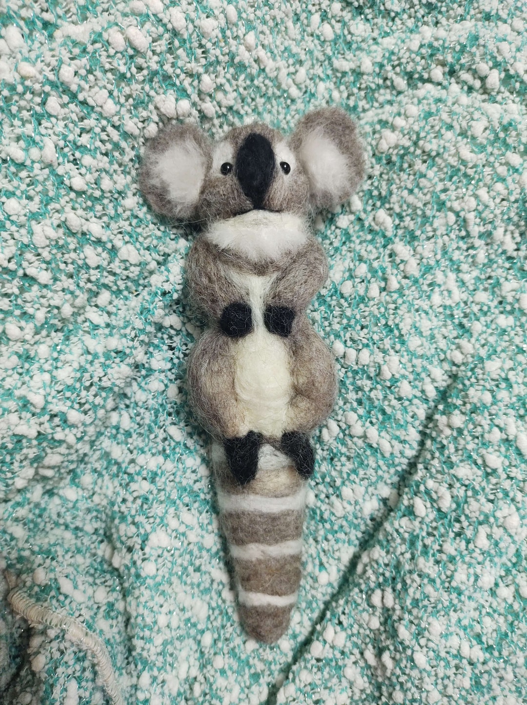Needle Felted Baby Koala Otter Sculpture - Small Wool Figure, Miniature ...