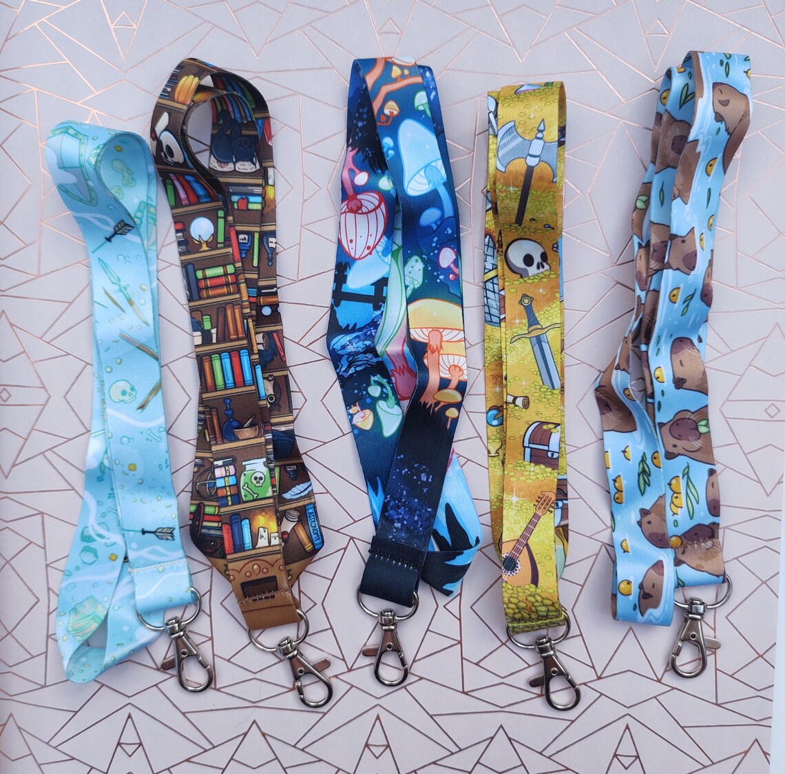Fantasy Lanyard Set Underdark Treasure Gelatinous Cube Bookshelf