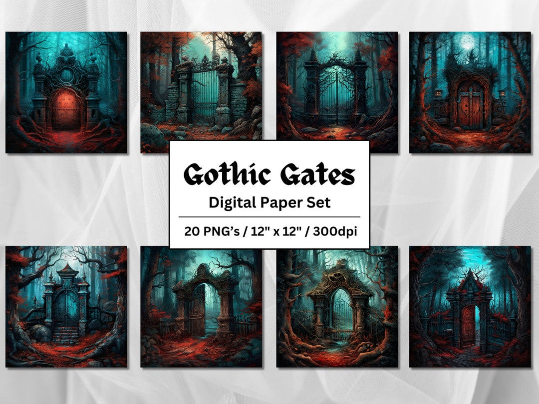 Gothic Gates Digital Paper Fantasy Gothic Gates Digital - Etsy