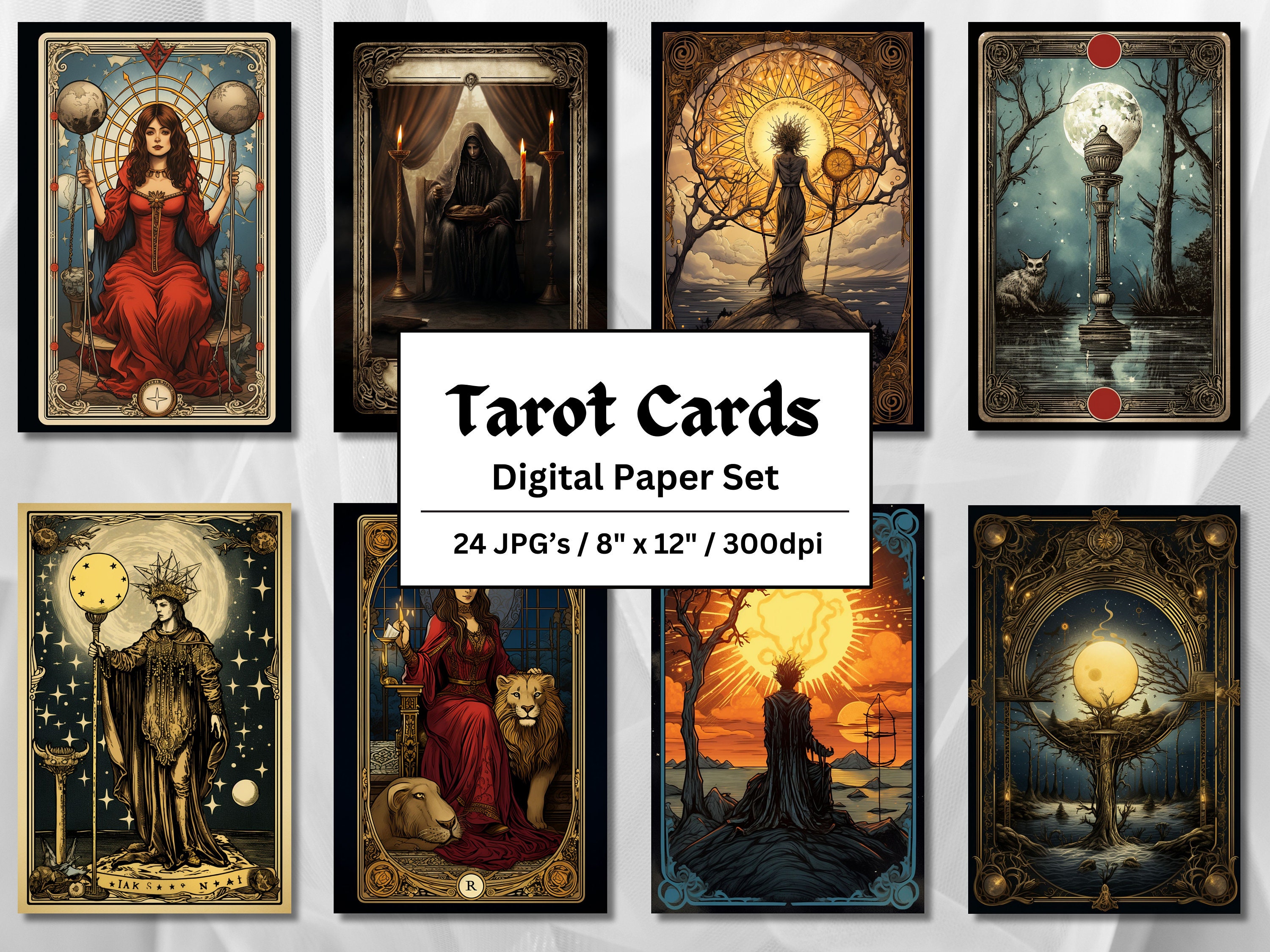 Tarot Cards Digital Paper Gothic Tarot Crads Digital - Etsy