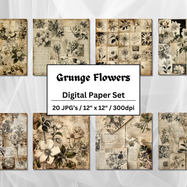 Grunge Flowers - Etsy