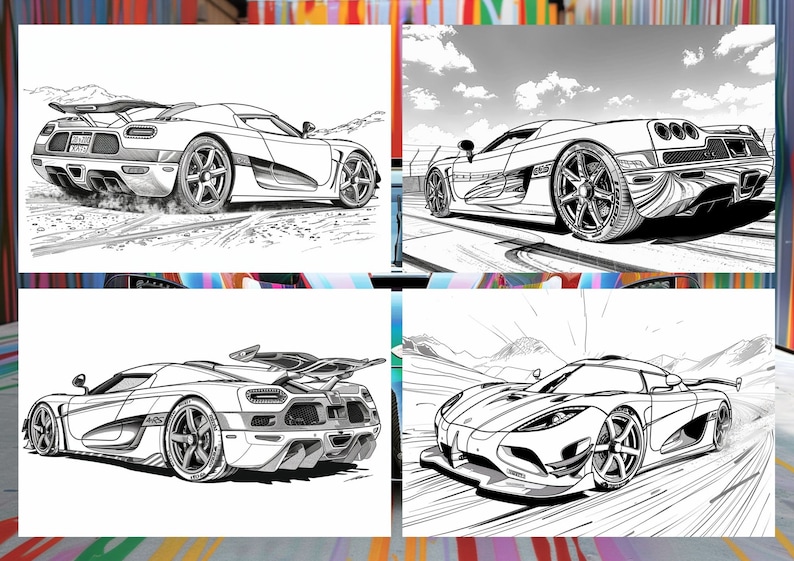 50 Koenigsegg Supercars Coloring Pages Adults and Kids Coloring Book ...