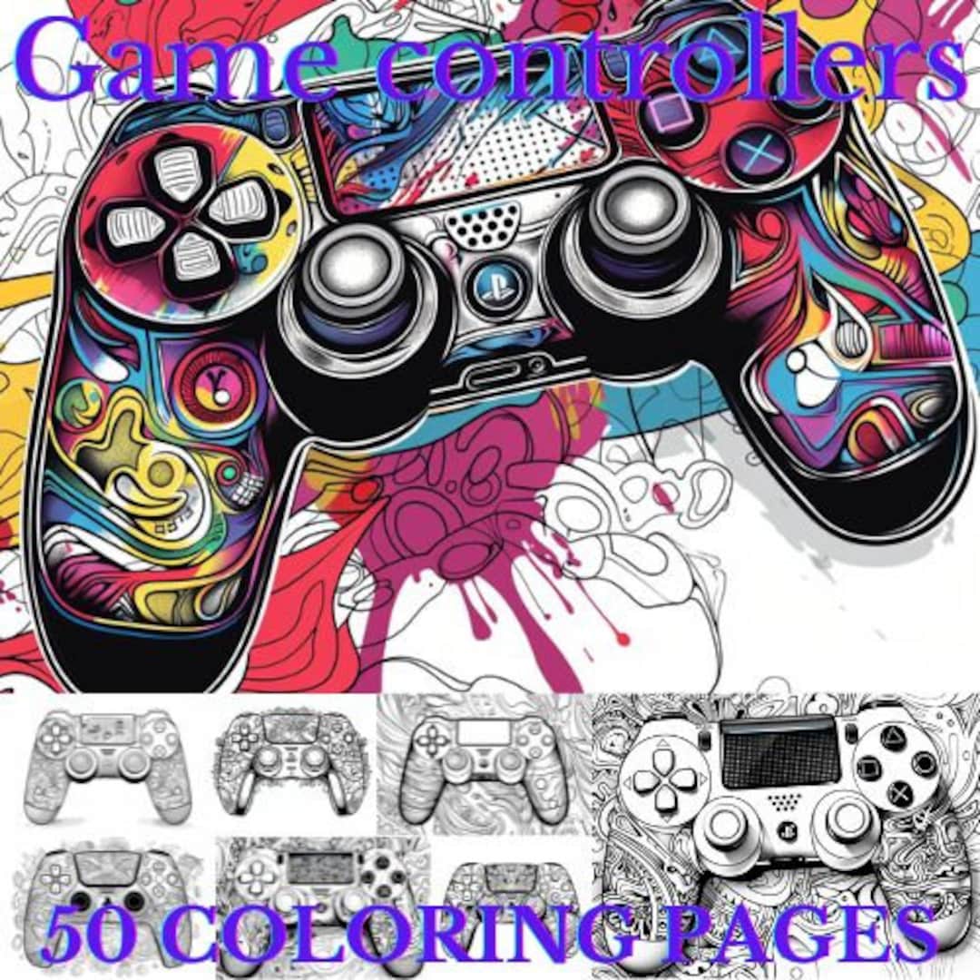 50 Game Controllers Coloring Pages Adults and Kids Coloring Book ...