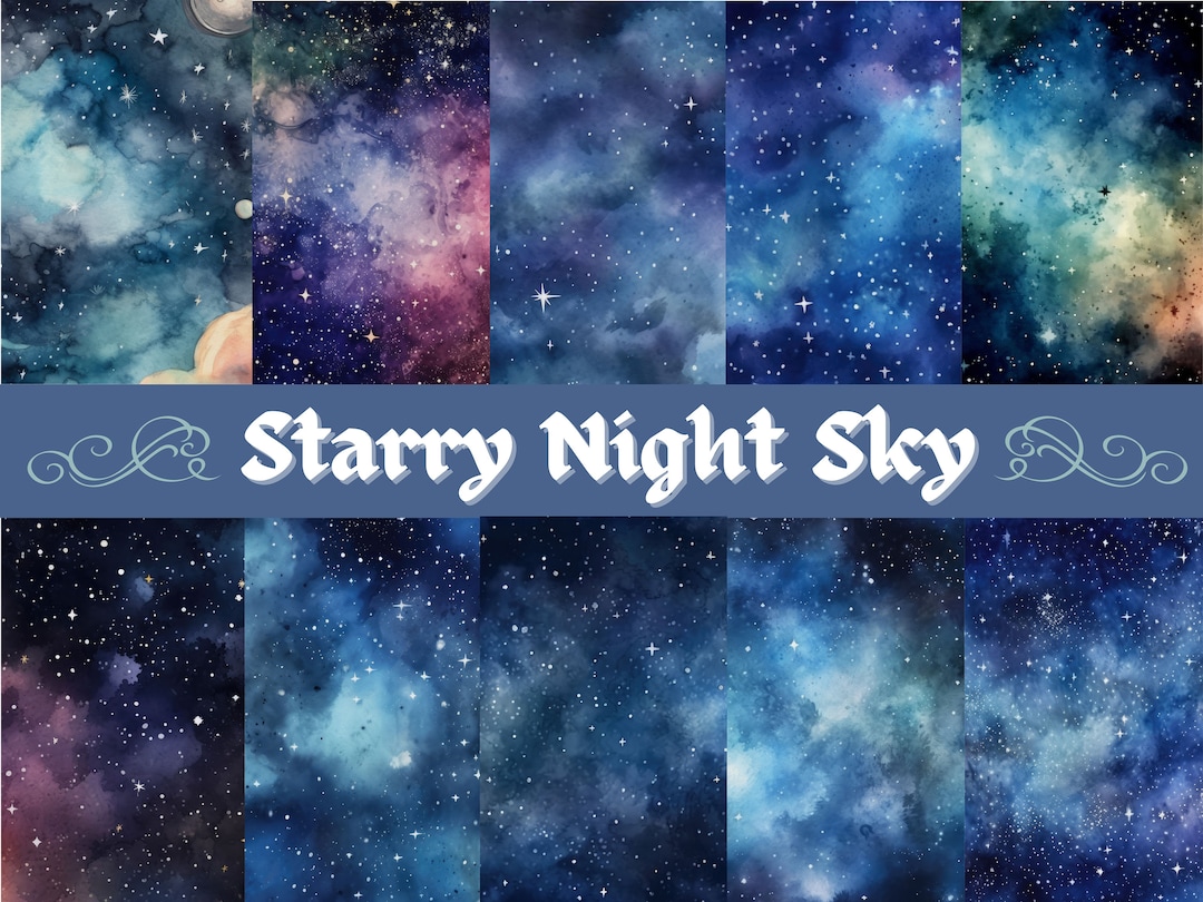 Starry Night Watercolor Digital Paper Starry Night Digital - Etsy