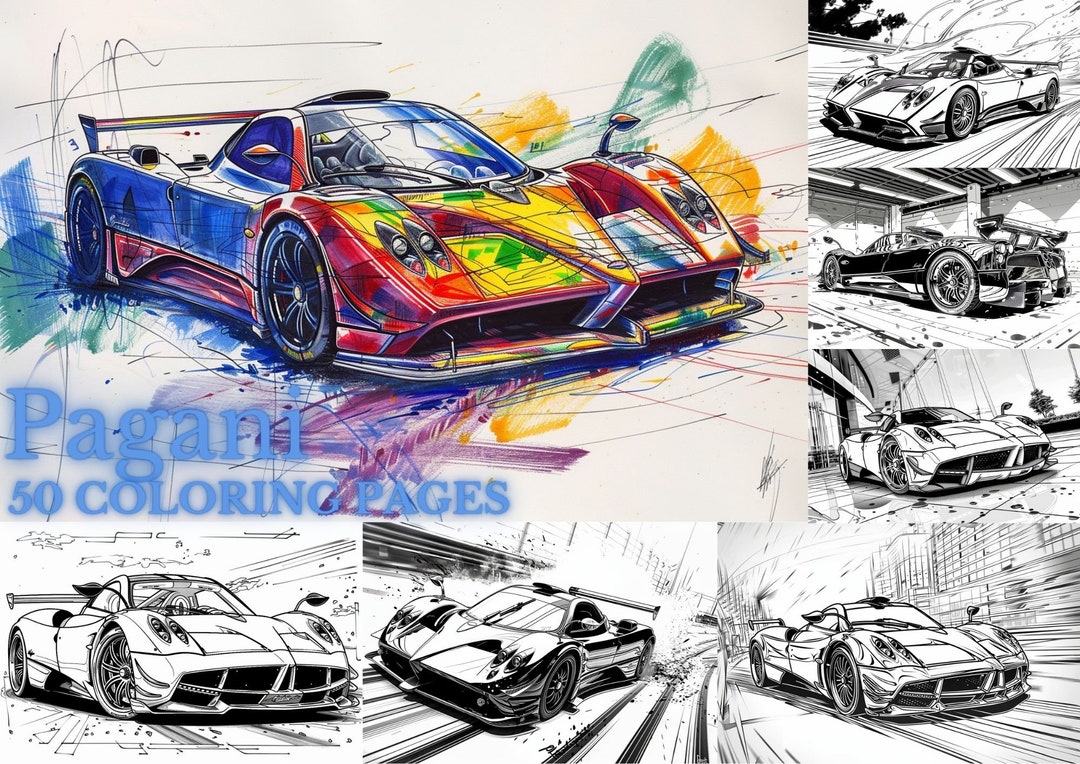 50 Pagani Supercars Coloring Pages Adults and Kids Coloring Book ...