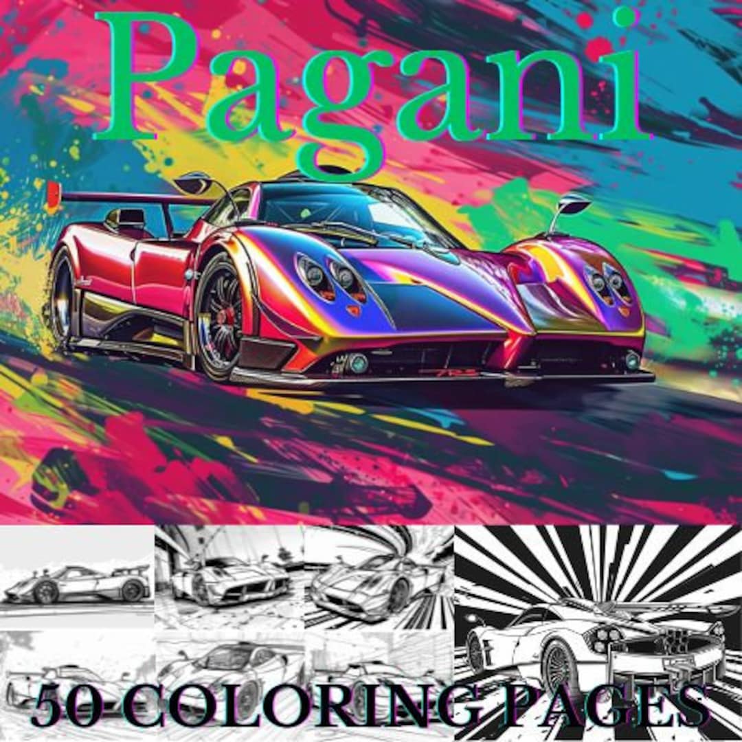 50 Pagani Supercars Coloring Pages Adults and Kids Coloring Book ...
