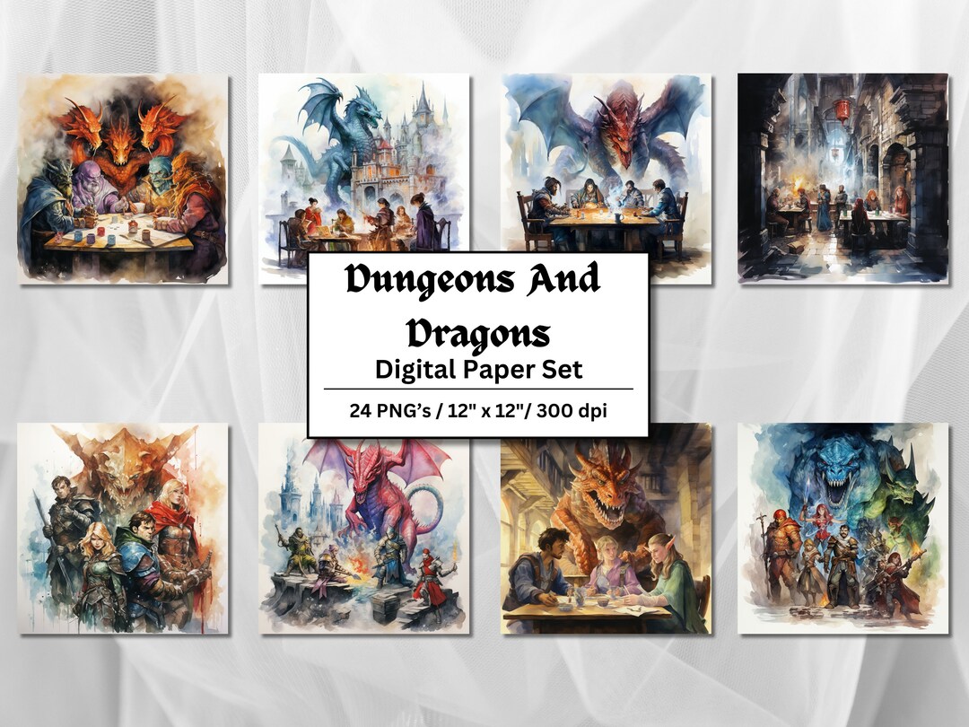 Dungeons and Dragons Digital Paper Fantasy Dragons Digital - Etsy UK