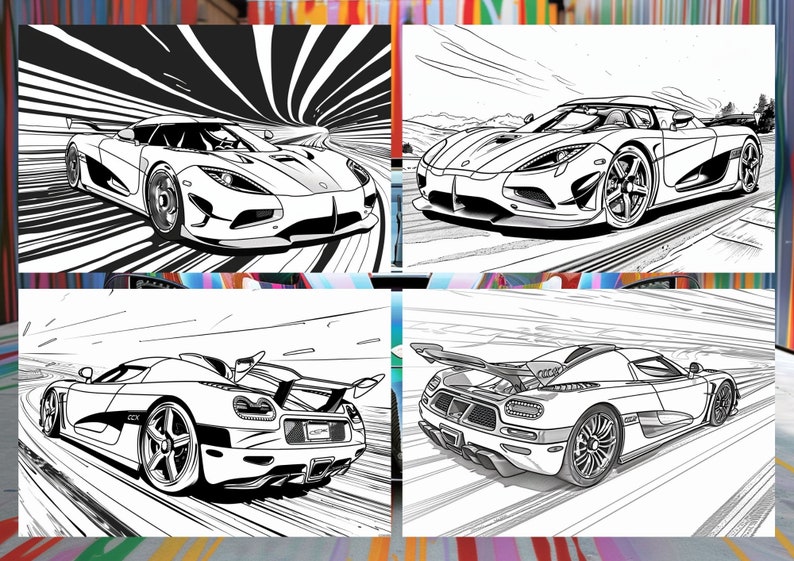 50 Koenigsegg Supercars Coloring Pages Adults and Kids Coloring Book ...