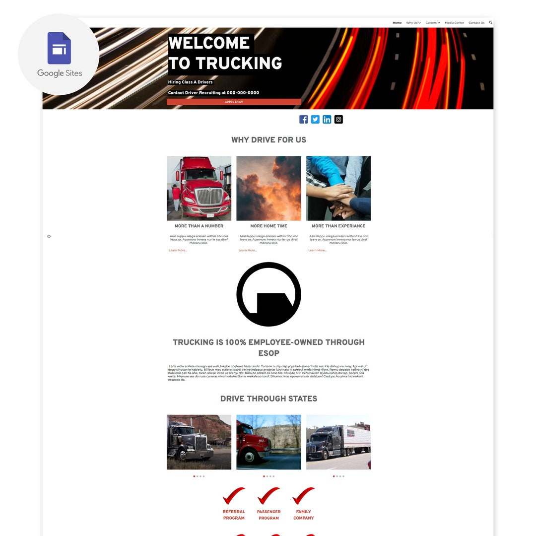 Truck Driver Recruitment Website Template | Employee Owned | Drive Jobs ...