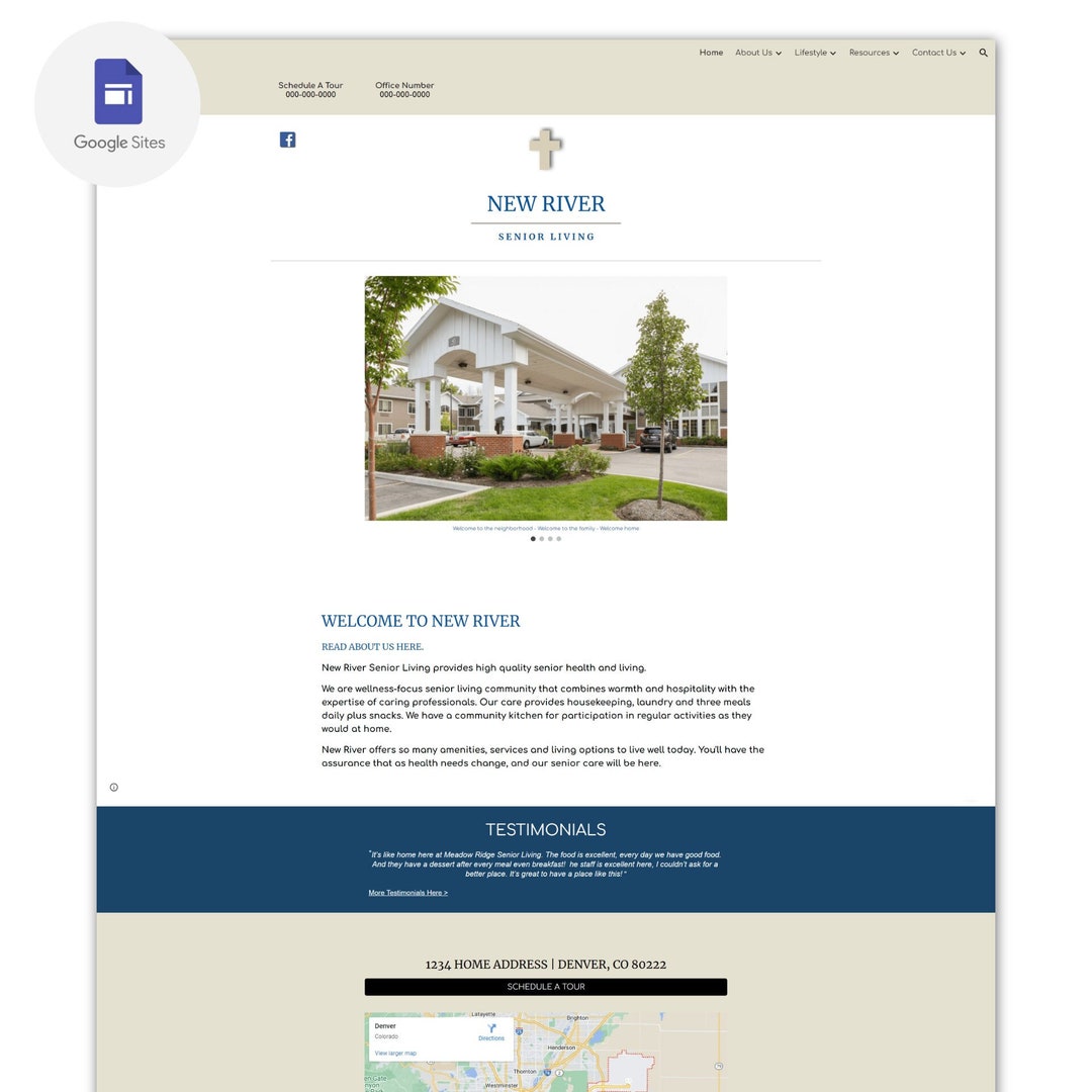 Google Site Template, Senior Living & Hospitality Template, Web Site ...