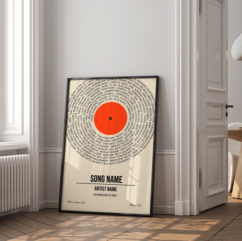 Custom Song Lyrics Print - Personalized Music Poster, Favorite Song ...