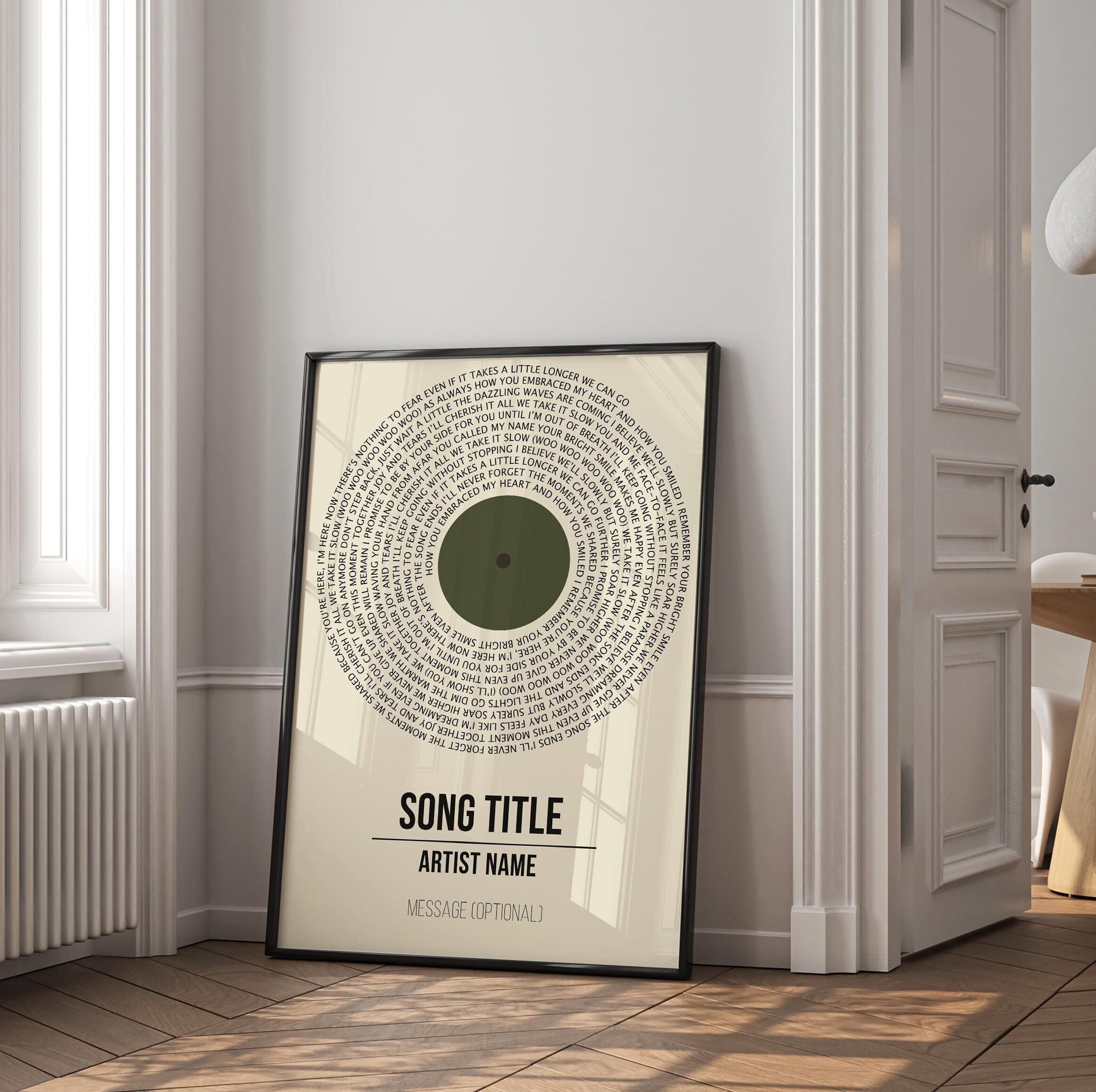 Custom Song Lyrics Poster, Printable Lyric Poster, Favorite Song Wall ...