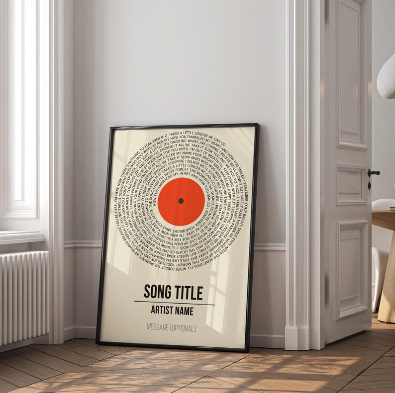 Custom Song Lyrics Poster, Printable Lyric Poster, Favorite Song Wall ...