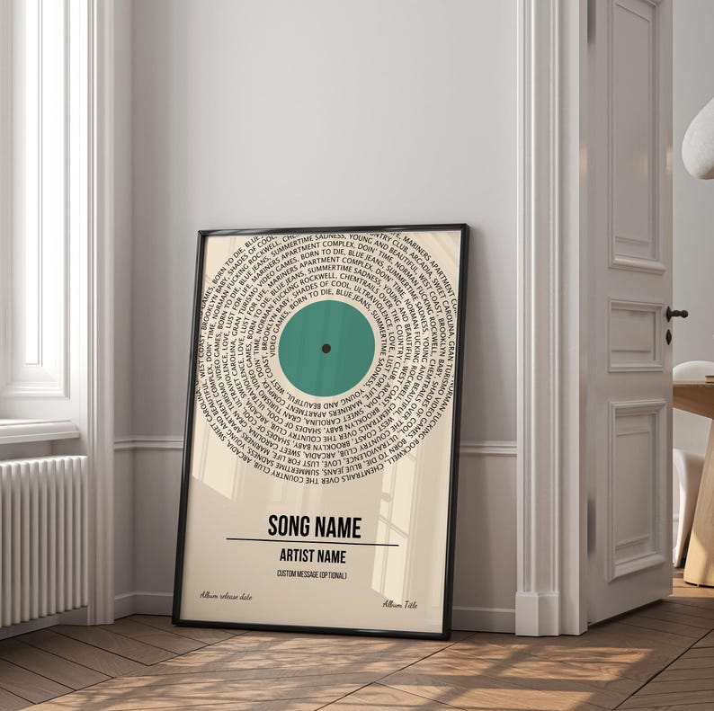 Custom Song Lyrics Print - Personalized Music Poster, Favorite Song ...