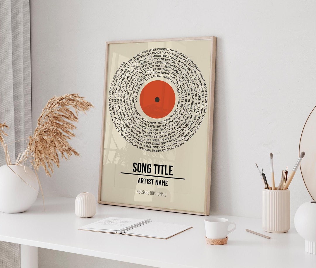 Custom Song Lyrics Print, Personalised Music Poster, Customizable Music ...