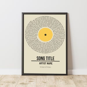 Custom Vinyl Lyrics Printing, Personalized Music Poster, Customizable ...