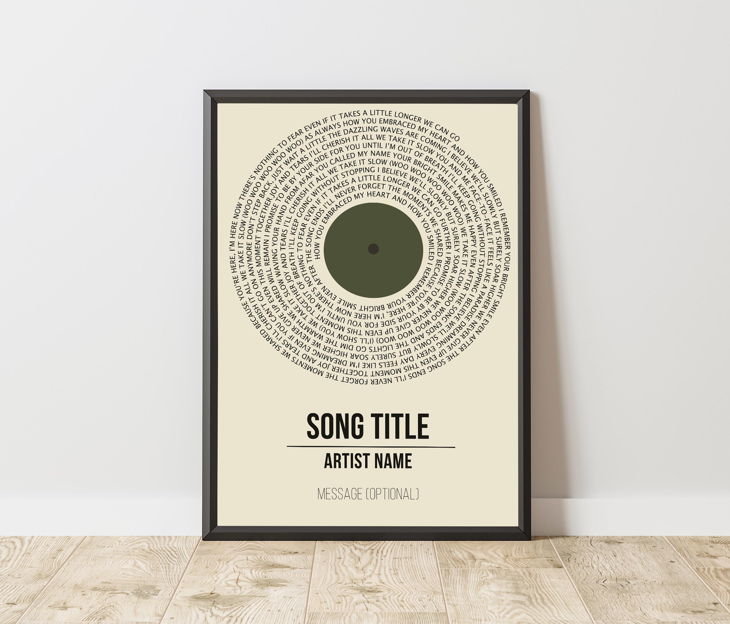 Custom Song Lyrics Poster, Printable Lyric Poster, Favorite Song Wall ...