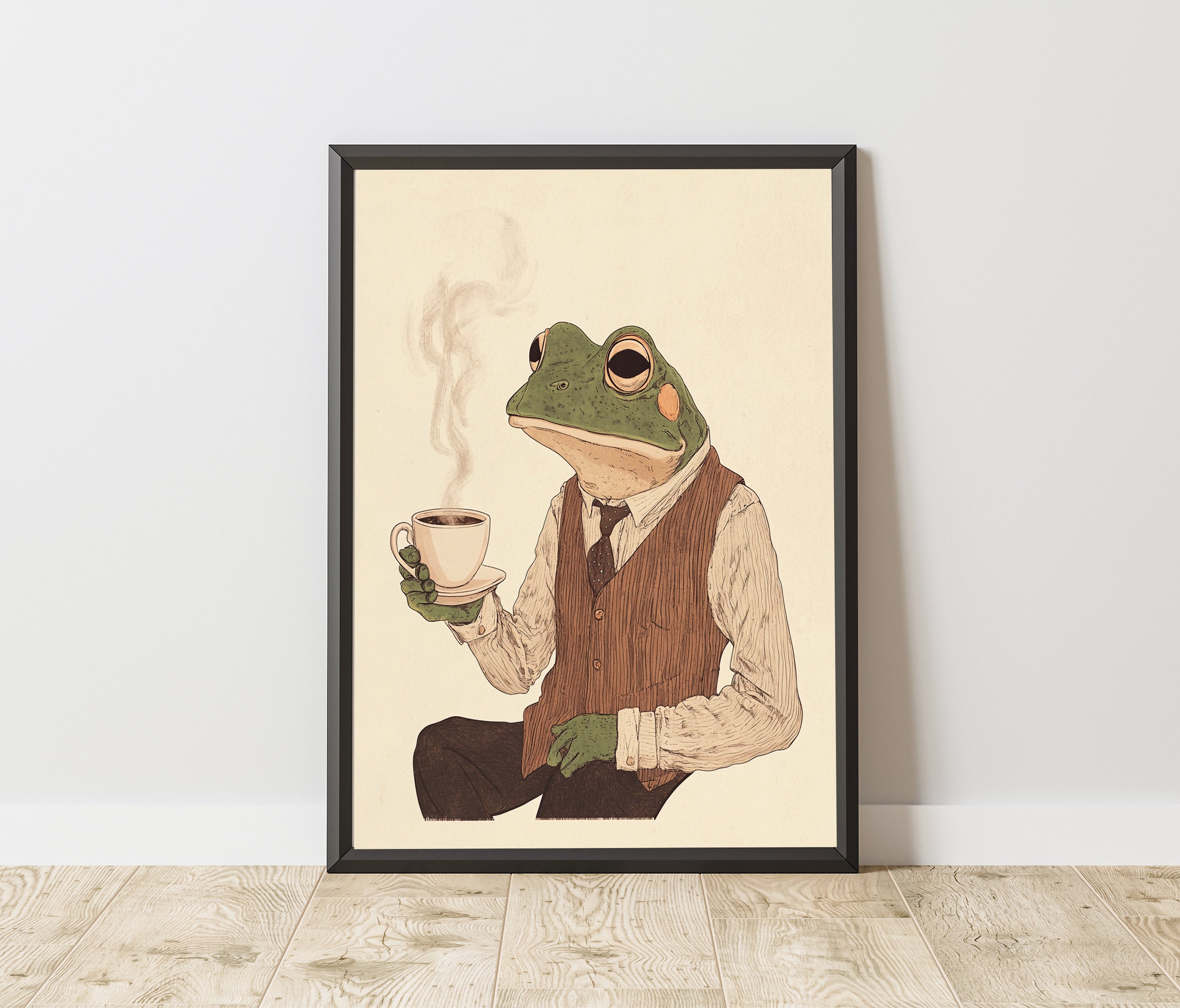 Retro Frog Wall Art, Digital Download Printable Art, Frog Wall Art ...