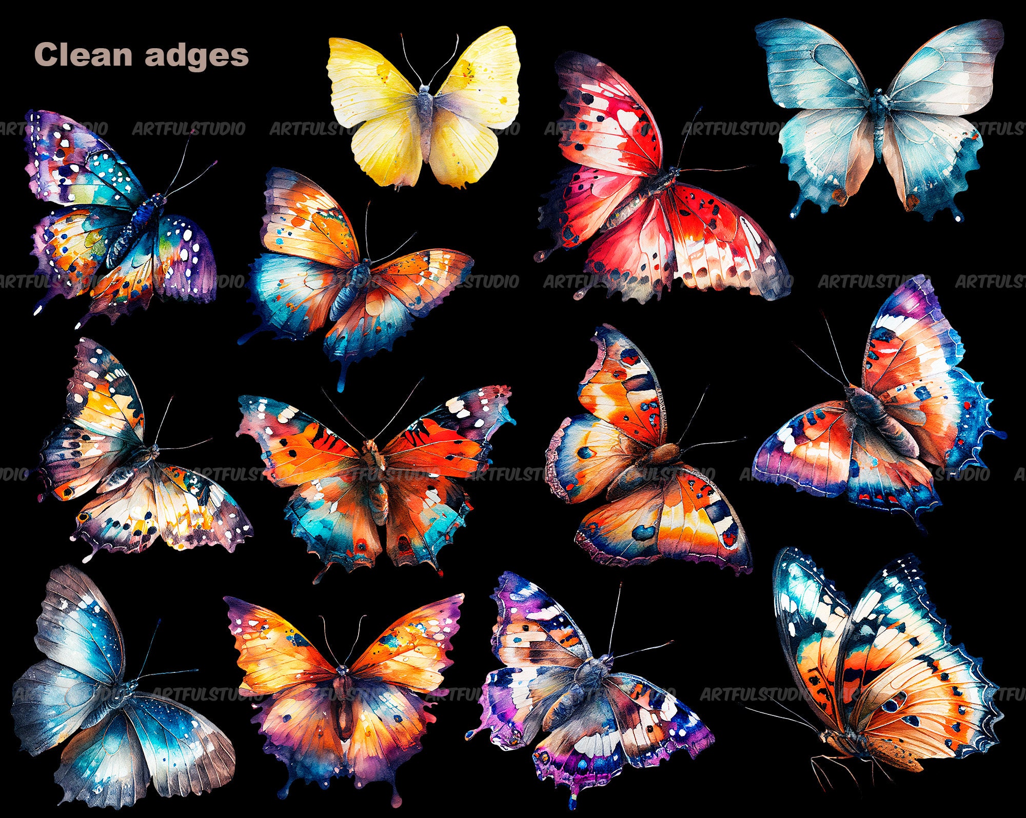 Watercolor Butterflies Clipart - Realistic Butterfly Graphic - Insects ...