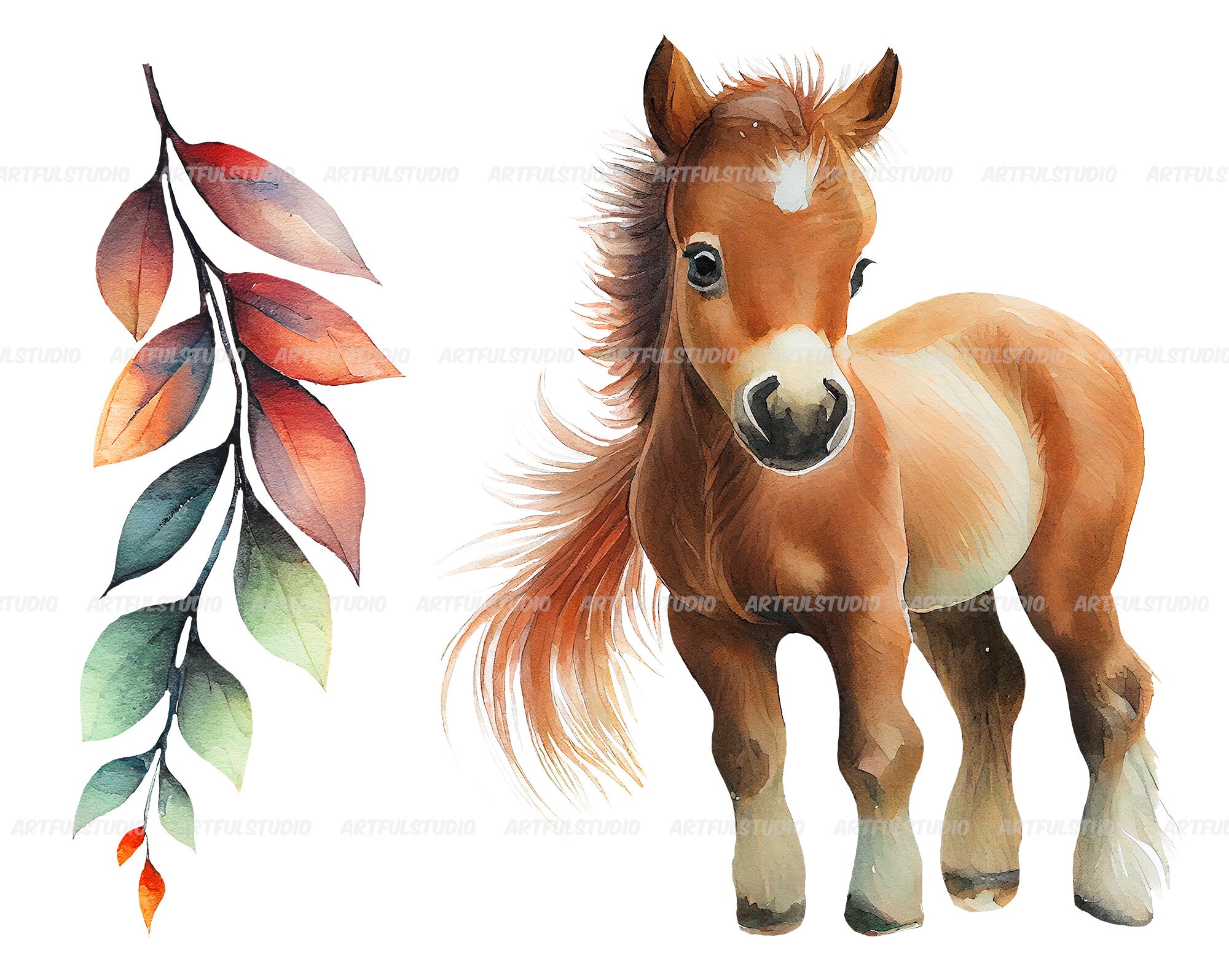 Cute Baby Horses Drawing