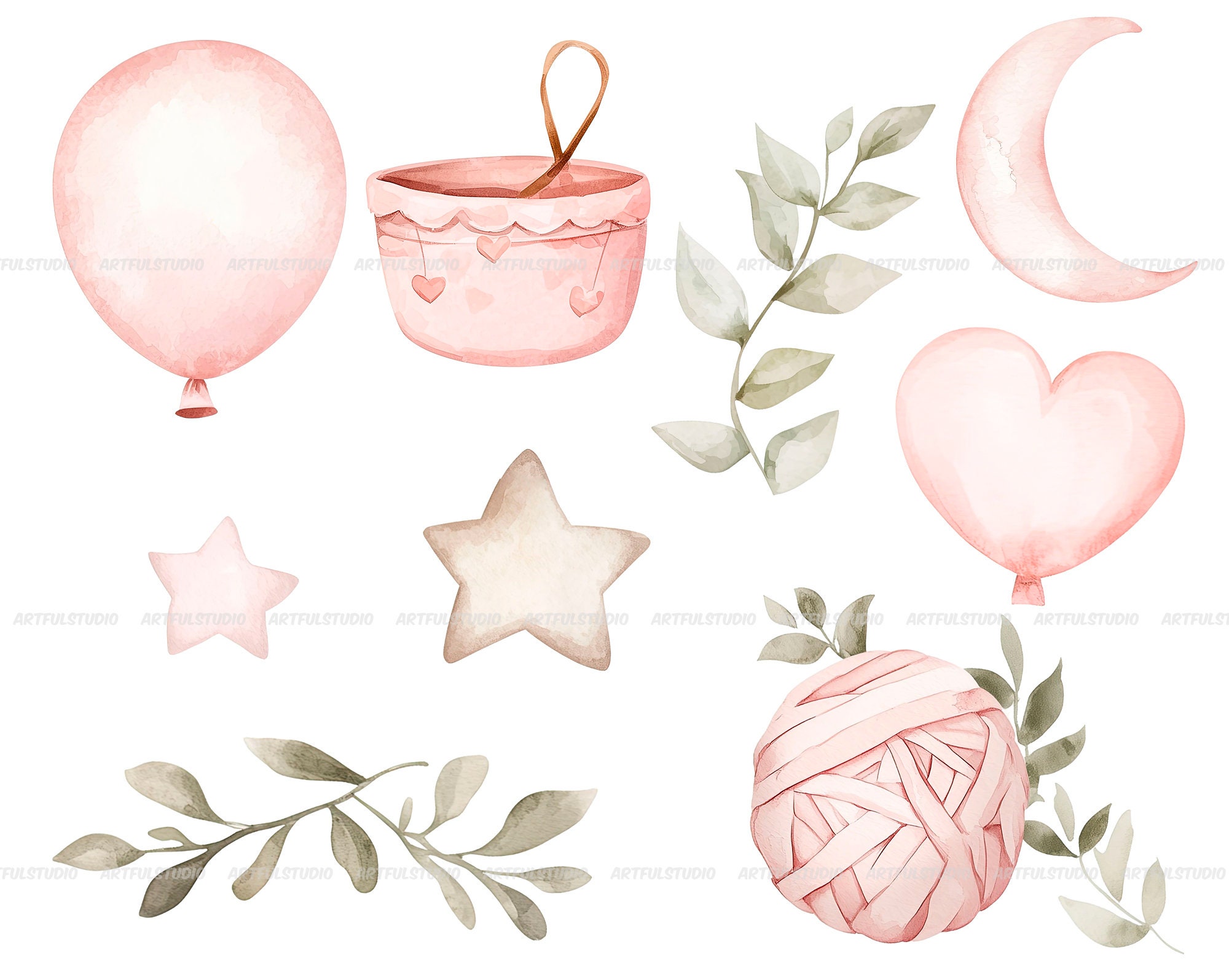 Watercolor Cute Baby Cat Clipart - Cartoon Kittens Party Decor - Baby ...
