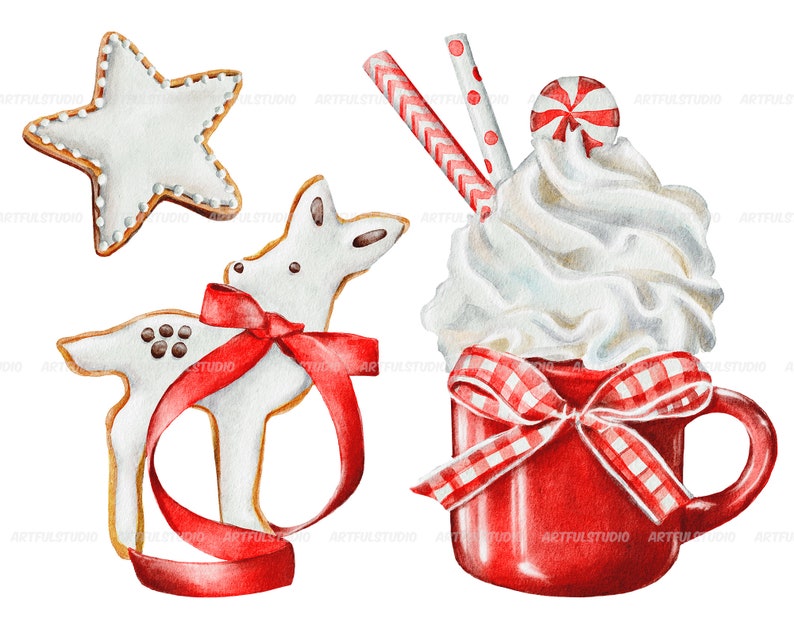 Watercolor Christmas Sweets Clipart Snowman Holiday Food Winter Sweet ...