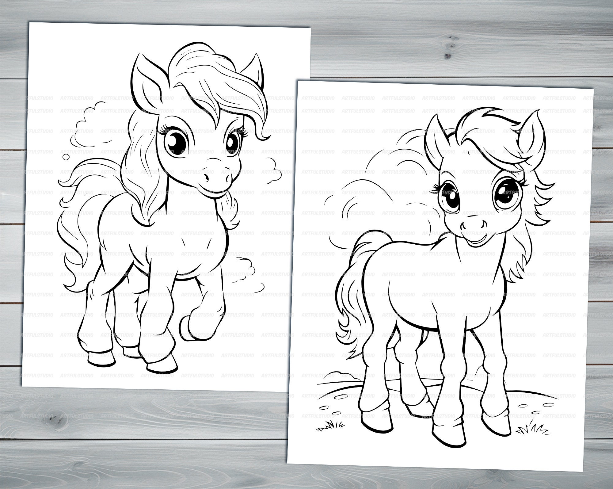 Cute Little Pony PDF Coloring Book Printable Colouring Pages - Etsy