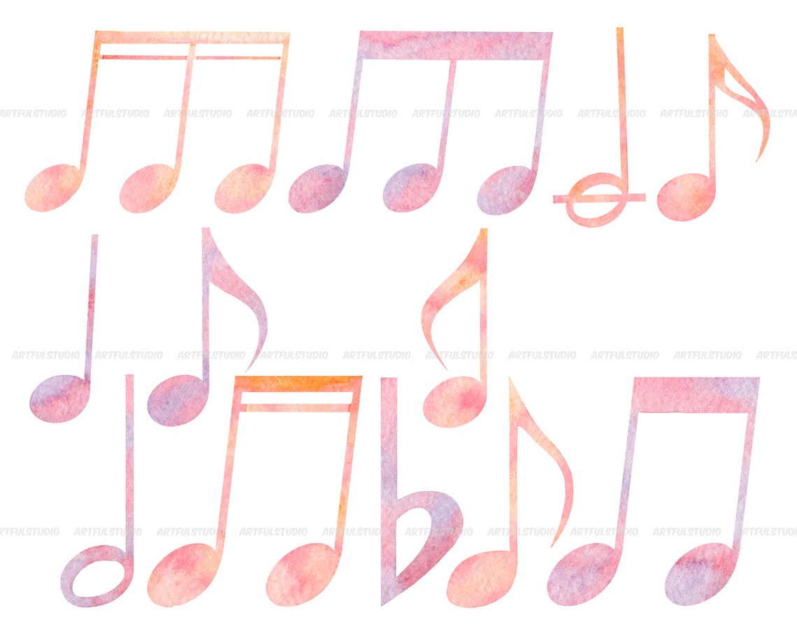 Watercolor Musical Notes Clipart Musical Key Png Musical Notation ...