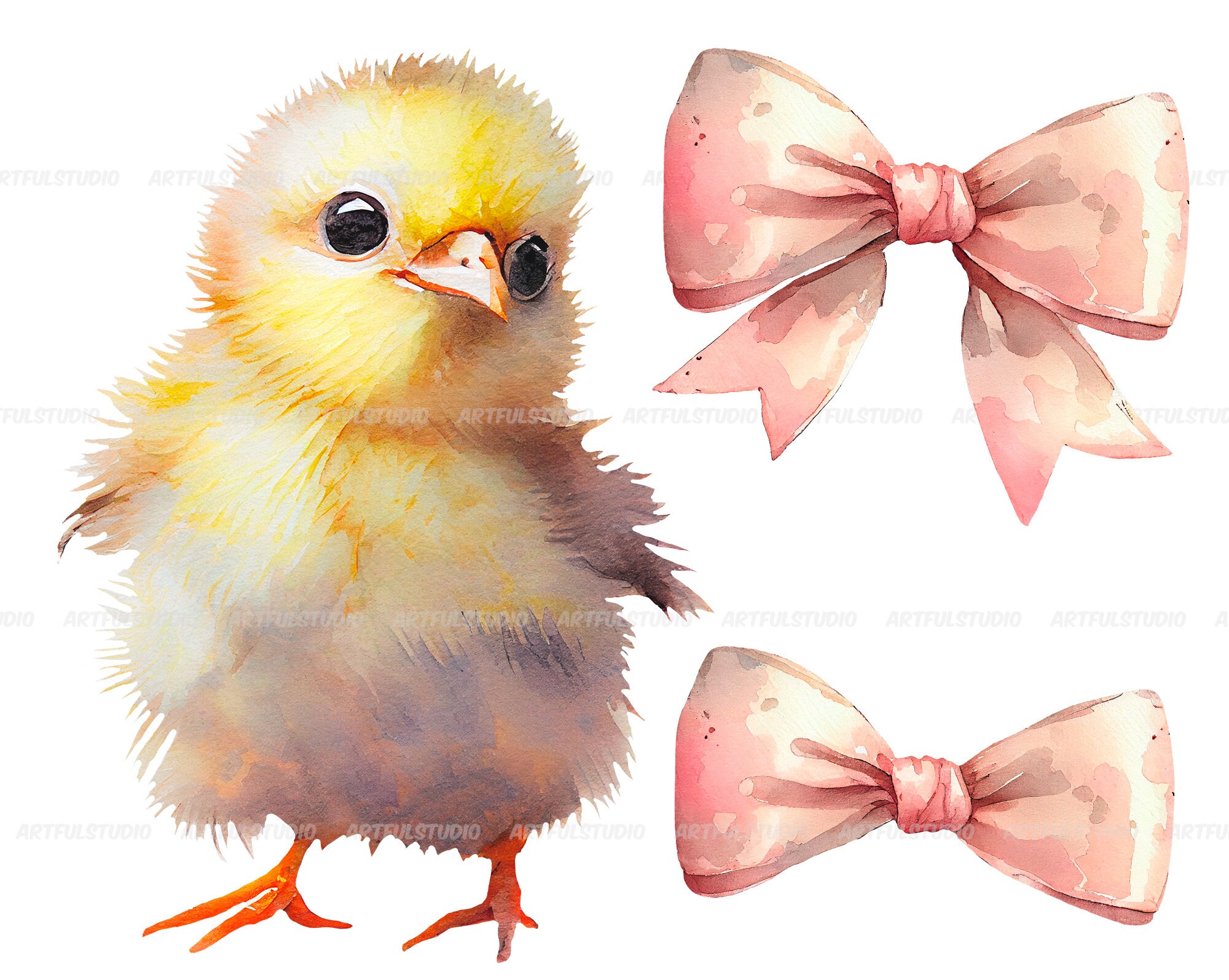 Watercolor Cute Baby Chickens Clipart-realistic Chicks With Flower-baby ...